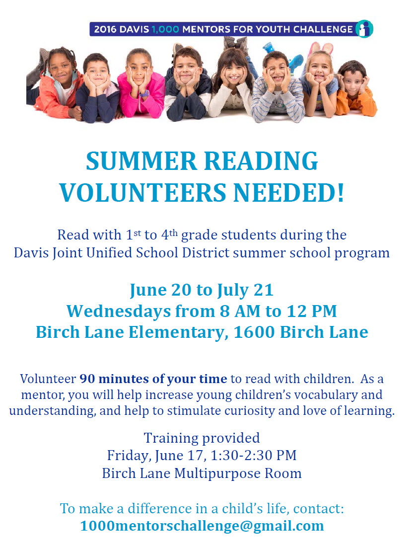Summer Reading Volunteers Needed! - Davis Vanguard