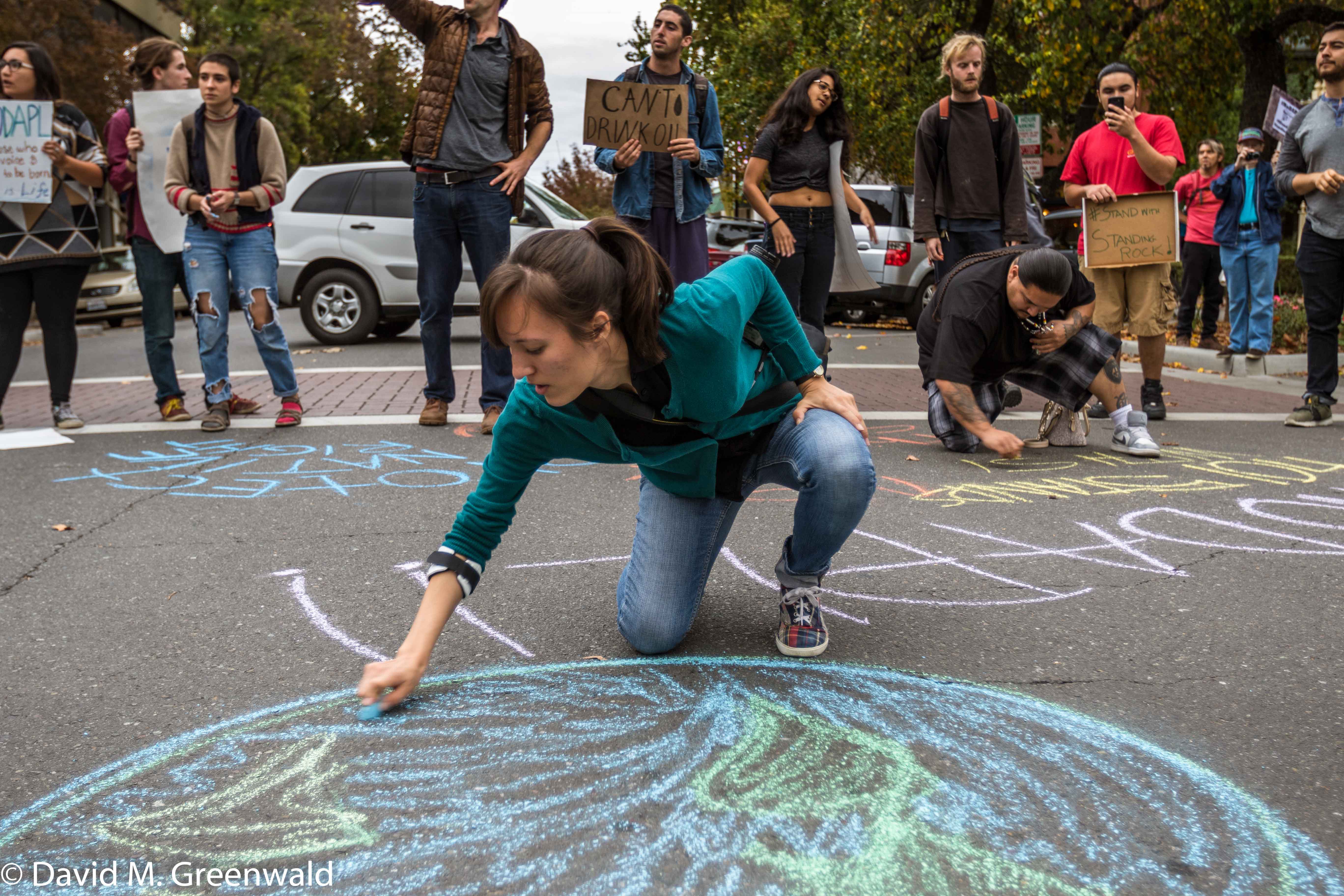 Protesters for DAPL March Around Downtown and Block Intersection ...