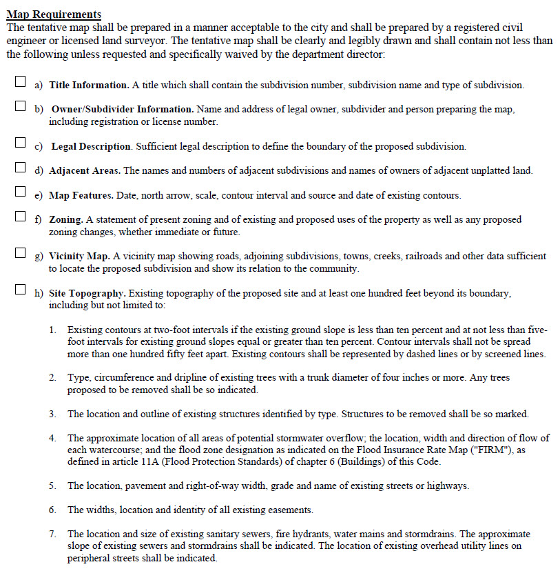 Tentative Map Checklist for Davis - Davis Vanguard